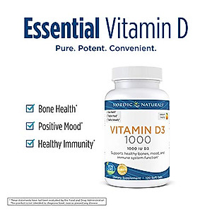 Nordic Naturals Vitamin D3 1000, Orange - 120 Mini Soft Gels - 1000 IU Vitamin D3 - Supports Healthy Bones, Mood & Immune System Function - Non-GMO - 120 Servings