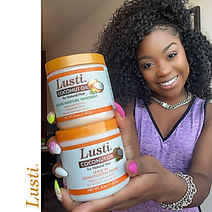 Lusti Coconut Oil Leave In Conditioning Cream, 8 fl oz - Repair and Restore - Rejuvenate Dry Brittle or Coarse Hair