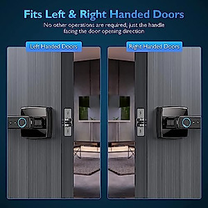 Aibocn Door Lock Fingerprint, Keyless Entry Door Lock with App, Touchscreen Keypad Deadbolt Lock with Reversible Handle, Bluetooth, Key, Code, Biometric Smart Lock for Home Bedroom Hotel