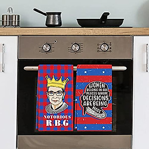 Cheroloven Notorious RBG Gifts for Women, 2 Pack Ruth Bader Ginsburg Hand Towels for Kitchen Bathroom Use, Feminist Birthday Housewarming Gifts for RBG Fans Lawyer Librarian