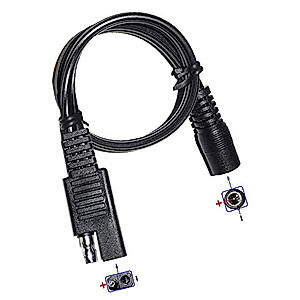 Carkio SAE to Female DC Connectors, 2Pcs 30CM Black 5.5mm x 2.1mm 18AWG Converter Adapters Cables for Solar Battery Panels Connect Cables
