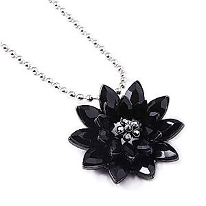Black Dahlia Necklace,Crystal Jewelry Flower Pendant for Women Gift Custume Accessory