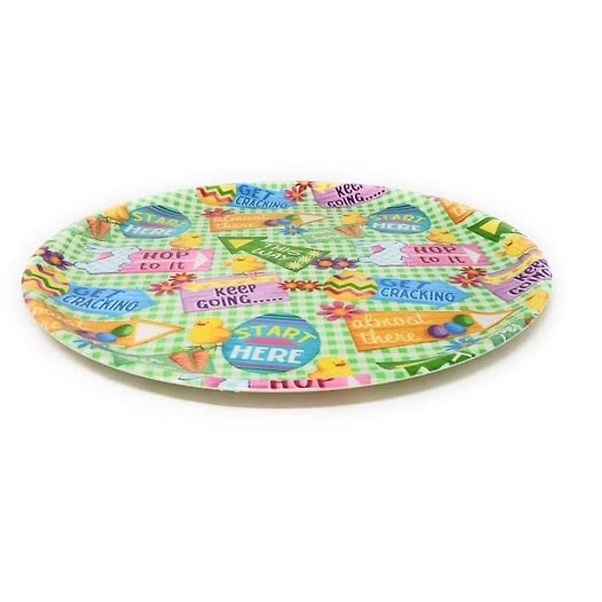 Ja'cor Round Easter Serving Platter 13.5" Large Melamine Platters Trays Reusable Plastic Plates for Parties Entertaining, BPA Free Decorative Easter Eggs Design Kichen Dinnerware