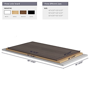 ALFA BUSINESS 55" x 28" Universal Table Top, Solid One Piece Wooden Desktop, Tabletop for Standard & Sit to Stand Desk Frame, Counter Top for Home or Office, Walnut