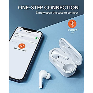 Wireless Earbuds, WENKEYTWS Bluetooth 5.1 Headphones with Wireless Charging Case, Noise Canceling Mics, 30H Playtime, IPX6 Water Resistance, Hi-Fi Stereo Earphones for iPhone and Android(White)