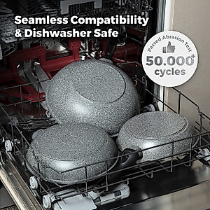 Wok Nonstick - Flat Bottom, Cast Aluminum Stir Fry Pan Non-Scratch Coating for Cooking, Boiling, Sautee, Steam - Ideal for Gas, Electric, Induction & Ceramic Stoves (11 inch Wok)