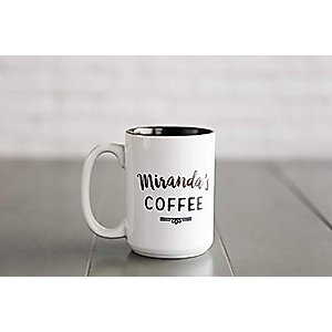 Personalized Coffee Mug with Name 15 oz, Custom Cup for Men and Women Best Friends (Miranda’s Coffee Design) - Perfect Christmas Present, Stocking Stuffers for Her