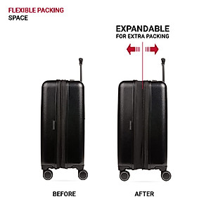 SwissGear 8020 Hardside Expandable Luggage with Spinner Wheels, Black, Carry-On 18-Inch