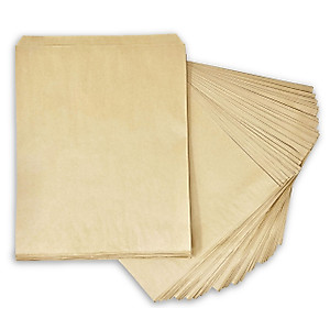 Flexicore Packaging Flat Brown Kraft Paper Bags Size: 12 Inch Wide X 15 Inch High | Count: 100 Bags | Color: Brown