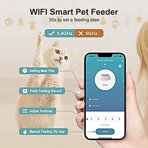 Automatic Cat Feeders - LIIEYPET Cat Food Dispenser for Dry Food, 4L Smart Pet Feeder with 2.4G App Control, Automatic Dog Feeder with Stainless Steel Bowl, 1-10 Meals Per Day