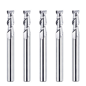 SpeTool 5Pcs Carbide CNC End Mills for Aluminum Machining 2 Flutes Upcut Router Bits 1/4 Inch Shank 2-1/2 Inch Overall Length