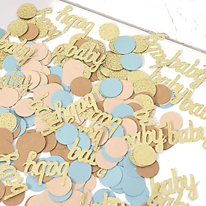 280PCS Blue Oh Baby Confetti - Gender Reveal Party Supplies, Blue Grey Confetti, Baby Boy Confetti for Baby Shower, Baby Sprinkle, Taupe Table Scatter