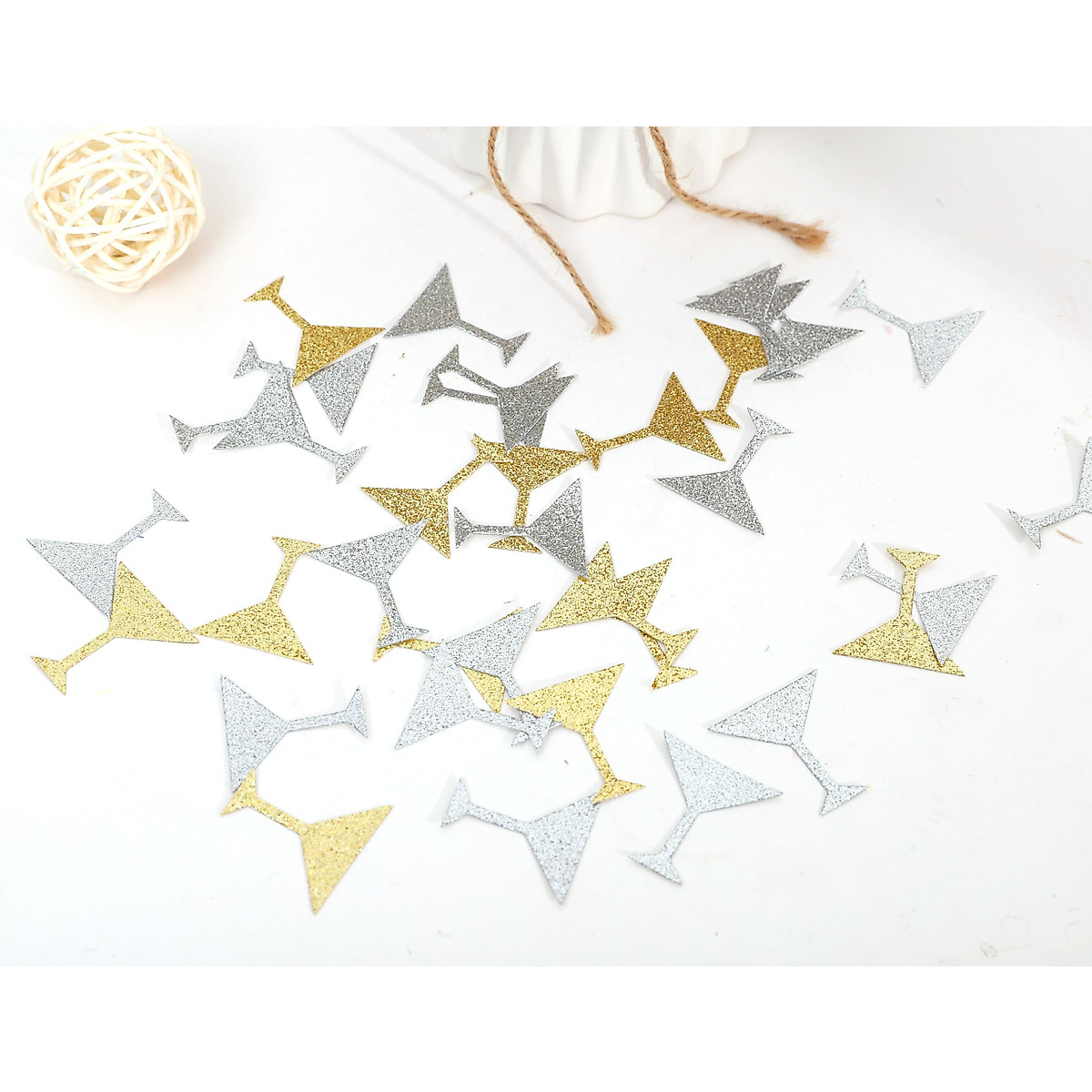 Glitter Wine Glass Table Confetti - Cocktail Party Confetti, Funny Birthday Party Paper Scatters, Wedding Festival/Bridal Shower Party Table Decoration (Wine Glass Confetti)