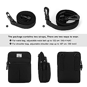 KAMO Multifunction Phone Bag One Shoulder Phone Waist Bag Diagonal Cross Bag Smart Phone Case Outdoor Bag Triple Zip Hipster Crossbody Purse for Women & Men