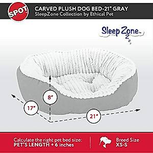 SPOT Ethical Pets Sleep Zone Carved Plush Pet Bed 21” Grey - Pet Bed for Cats and Small Dogs - Attractive, Durable, Comfortable, Washable (32924), 21x17