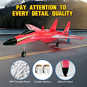 Fremego Su-27 RC Airplane,2.4GHz 2 Channel Remote Control Plane with Gyro Night Lights and 2 Batteries, Easy to Fly for Adults, Beginners and Kids Toy
