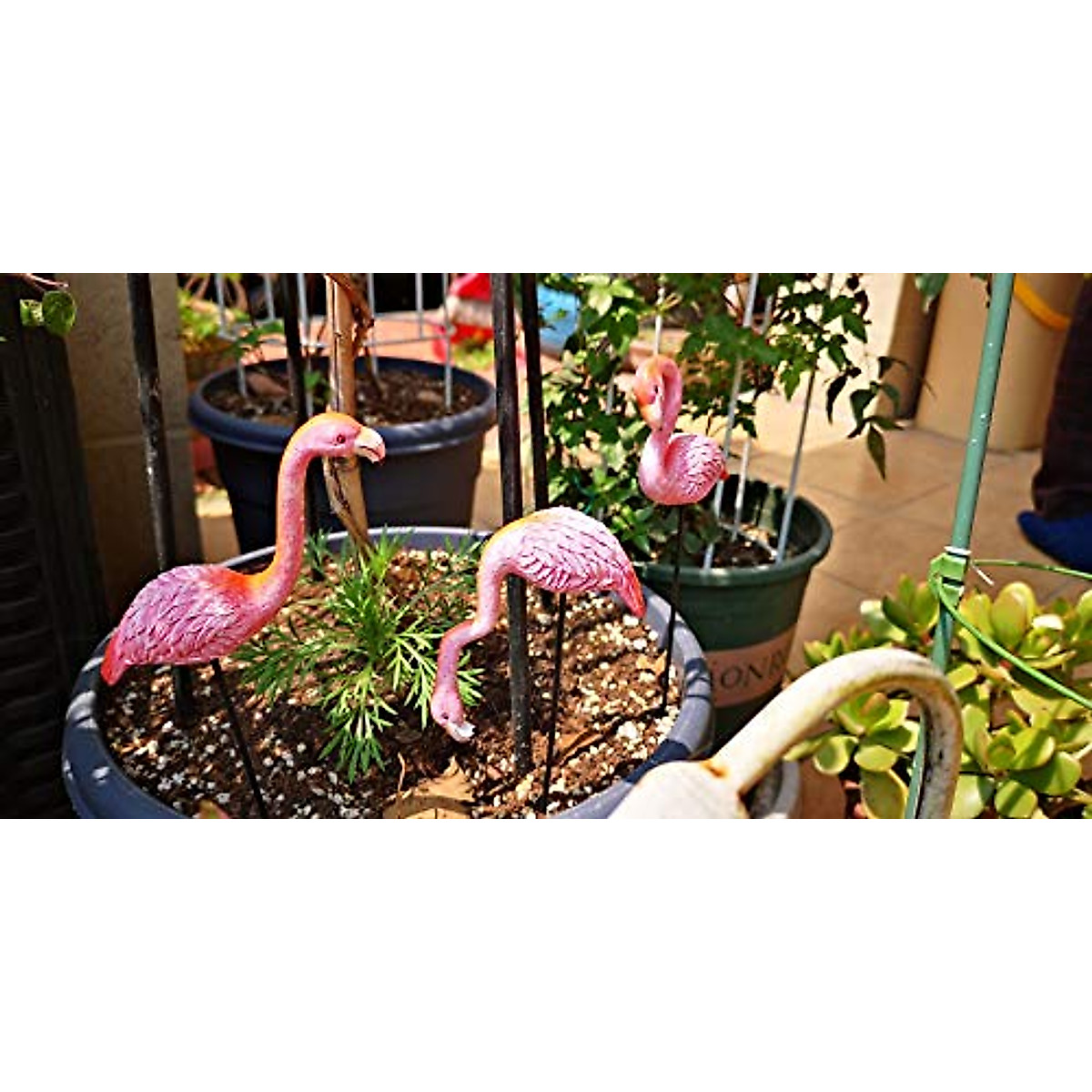 MUAMAX Miniature Flamingo Picks 2 Pack Fairy Garden Accessories Pink Miniature Garden Flamingo Figurines Decorative Plant Stakes for Pots Ornaments Flamingo Décor Gifts