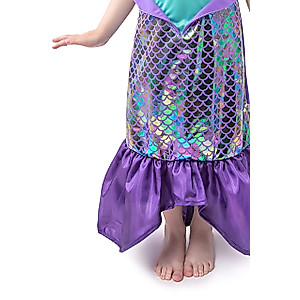 Little Adventures Purple Sparkle Mermaid Princess Dress Up Costume (Large Age 5-7) - Machine Washable Child Pretend Play and Party Dress with No Glitter