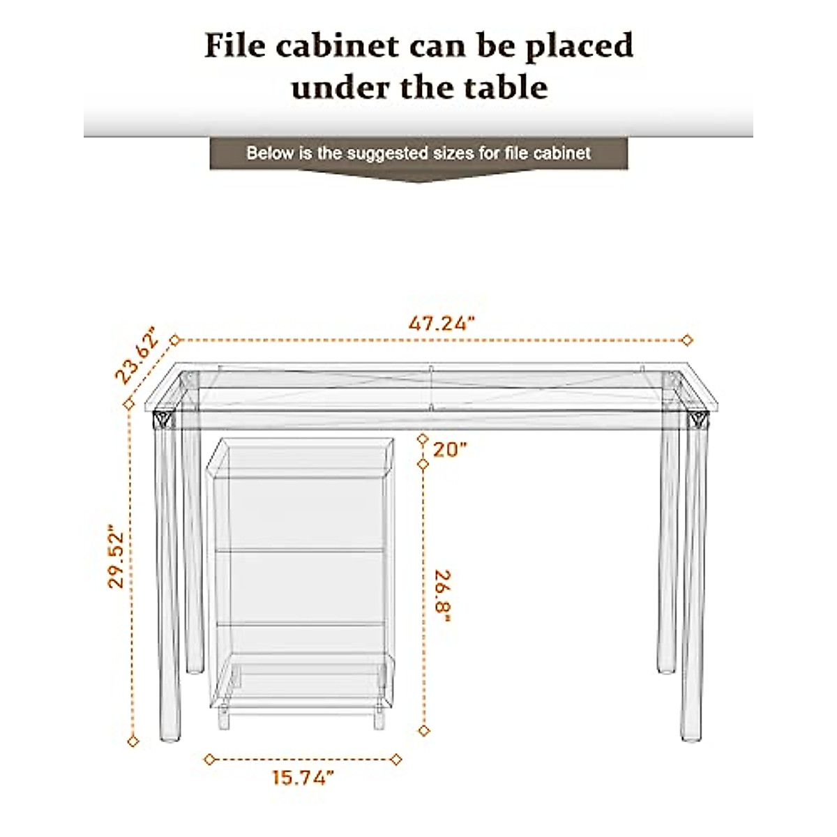 Teraves Computer Desk/Dining Table Office Desk Sturdy Writing Workstation for Home Office (47.24”, Black Oak)