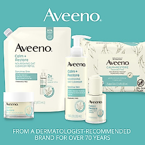 Aveeno Calm + Restore Redness Relief Moisturizing Cream, Daily Facial Cream for Sensitive Skin Instantly Calms & Soothes the Appearance of Redness, Fragrance-Free & Hypoallergenic, 1.7 oz