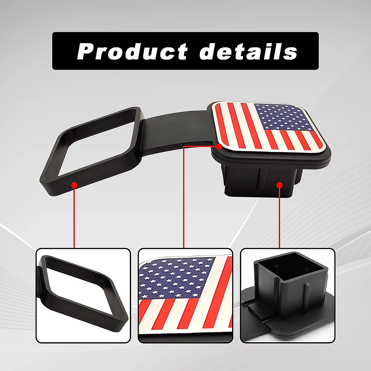 Trailer Hook Dust-Proof Plug, 1.9 Inch Hitch Cover Trailer Hitch Cover,Square Mouth Protection Cover Traction Cover Suitable for Most Cars and Trailers,Car Accessories (red)