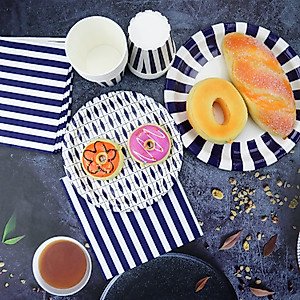 Navy Blue Striped Party Supplies, Blue and White Birthday Party Pack, Navy Blue Paper Plates and Napkins Set for Boys Baby Shower Birthday Graduation Summer Blue Party, Services 40