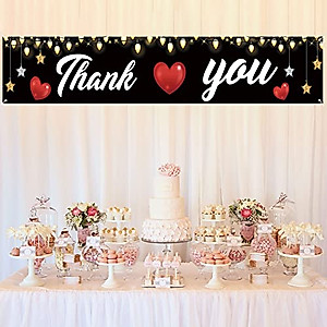 Labakita Black Large Thank You Banner for Employees, Staff Appreciation, Bridal Shower, Thanksgiving Day Friendsgiving Party Sign Decorations