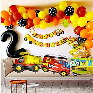 timecity 6pcs Car Balloons Big Construction Truck Fire Truck Train Ambulance Police Car School Bus Foil Balloons Vehicles Balloons for Kids Gifts Boys Birthday Party Supplies Cute Baby Shower Decor