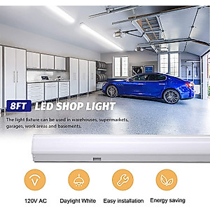 TychoLite 110W LED Shop Lights 8FT Linear Strip Light, 12000LM, 5000K, 8' LED Light Fixtures for Garage Warehouse Supermarket, 8 Foot LED Commercial Ceiling Lighting, Fluorescent Tube Replacement
