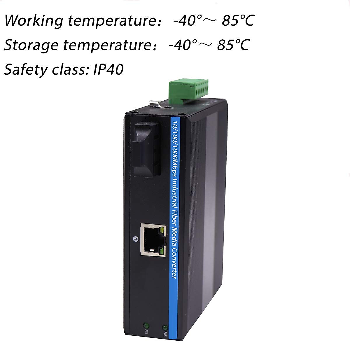 OLYCOM Gigabit Hardened Ethernet Media Converter Single Mode Duplex Industrial Fiber SC to Network Switch DIN-Rail/Wall Mount 9/12/24VDC Input IP40 Safety Class