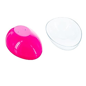 Large Fillable Clear Top Pink Bottom Plastic Easter Egg 5.1 Inches