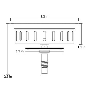 KONE Kitchen Sink Stopper Strainer Replacement for Standard 3-1/2 Inch Spin and Seal Drains with Threaded Stopper Function, Stainless Steel Sink Strainer, Twist Lock Basket Strainer Replacement