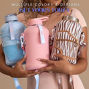 H2O Capsule 2.2L Half Gallon Water Bottle with Storage Sleeve and Covered Straw Lid – BPA Free Large Reusable Drink Container with Handle - Big Sports Jug, 2.2 Liter (74 Ounce) Rose Quartz