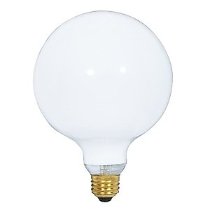 Satco S3003 120-Volt 100-Watt G40 Medium Base Light Bulb, Gloss White