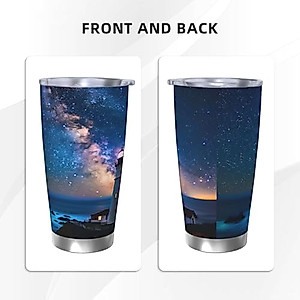 AYCZN Lighthouse On The Coast 20 OZ Tumbler Stainless Steel Travel Coffee Mug, Star Night Insulated Water Bottle with Lid Leakproof Thermal Cup