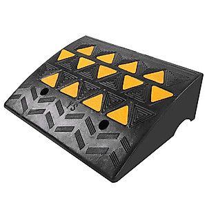 Rubber Curb Ramp, 2pcs Heavy Duty Rubber Curb Ramps Driveway Threshold Ramp for Car Vehicle Motorbike Wheelchair, 19.29 x 14.57 x 6.1