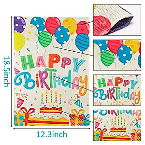 WATINC 2Pcs Happy Birthday Garden Flags Let’s Party Burlap Yard Signs Vertical Double Sided Readable Birthday Cake Banner Poster Party Decorations Supplies for Indoor Outdoor Lawn 12.3 x 18.5 Inch