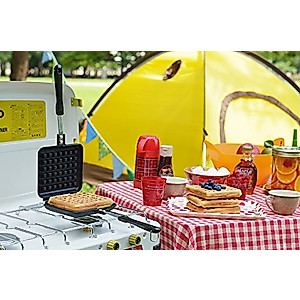 Yoshikawa SJ2275 Waffle Maker, Single, Fluorine Treatment, For Gas Stoves, Black, 13.6 x 5.6 x 1.3 inches (34.5 x 14.3 x 3.2 cm)