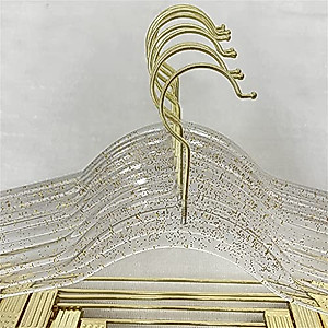 IULJH Transparent Hanger Gold Powder Crystal Suit Hanger Adjustable Trouser Rack Seamless Pants Clip