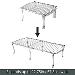 mDesign Expandable Wire Metal Kitchen Cabinet Shelf Rack - Adjustable Pantry, Countertop, Cupboard Shelf Organizer - Dish and Plate Storage Space-Saver, Hyde Collection, 2 Pack/4 Pieces, Silver