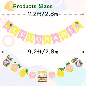 VILIFEVER Pink Yellow Lemonade Banner for Lemonade Stand Decorations, Lemon Sign Garland Summer Party Decor Lemonade Themed Bridal Shower Birthday Party Supplies Favor