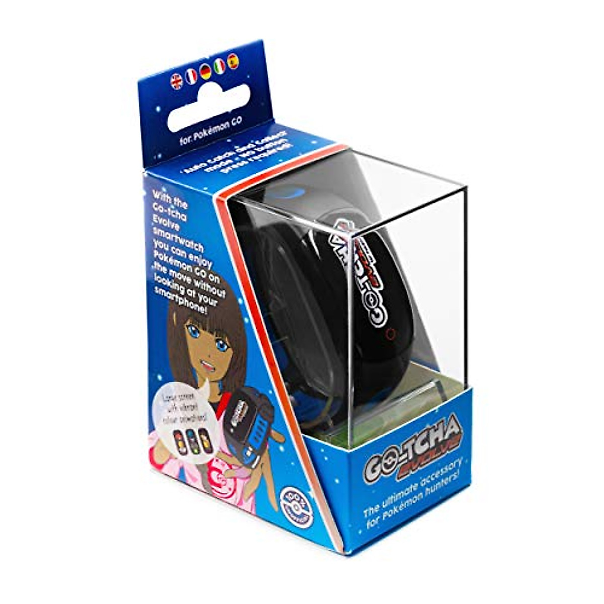 Go-tcha Evolve (Go-tcha 2) LED-Touch Wristband Watch for Pokemon Go with Auto Catch and Auto Spin - Black/Blue