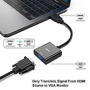 BENFEI HDMI to VGA, Gold-Plated HDMI to VGA Adapter (Male to Female) Compatible for Computer, Desktop, Laptop, PC, Monitor, Projector, HDTV, Chromebook, Raspberry Pi, Roku, Xbox and More - Black