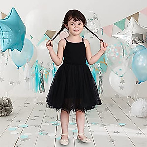 SOBOWO Toddler Black Dress Baby Girls Tulle Sleeveless Infant Tutu Princess Party Photoshoot Dresses 12M-5T (4-5T, Black)
