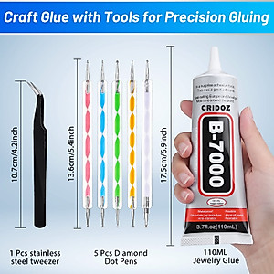B7000 Jewelry Glue Clear for Rhinestone, Cridoz 3.7 fl oz Craft Adhesive Glue with Precision Tip Multi Function Fabric Glue for Metal Stone Graduation Photo Charms Nail Art Bead Jewelry Wood Glass