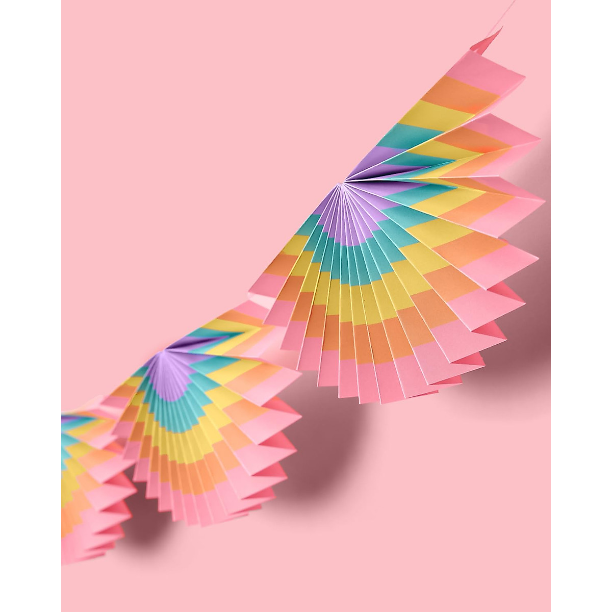 xo, Fetti Rainbow Paper Fan Banner - 10 Ft. | 3D Pastel Bachelorette Party Decorations, Birthday Party Supplies, Hanging Photo Booth Backdrop, Girl Baby Shower Banner, Bridal Shower Decor