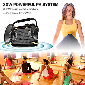 30W Voice Amplifier Wireless Microphone and Speaker Set Portable Handheld Mini Pa System for Teachers, Classroom, Rechargeable Bluetooth 5.0 Pa Speaker Supports Echo, FM, Recording, AUX, TF Card, USB