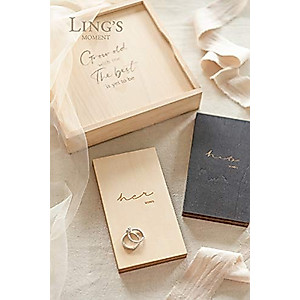 Ling's Moment Handcrafted Vow Books, Wedding Vows Book His and Her Rustic Wood Vow Book Set of 2,Vow Renewal Notebook Booklet Journal Keepsake with Wooden Box