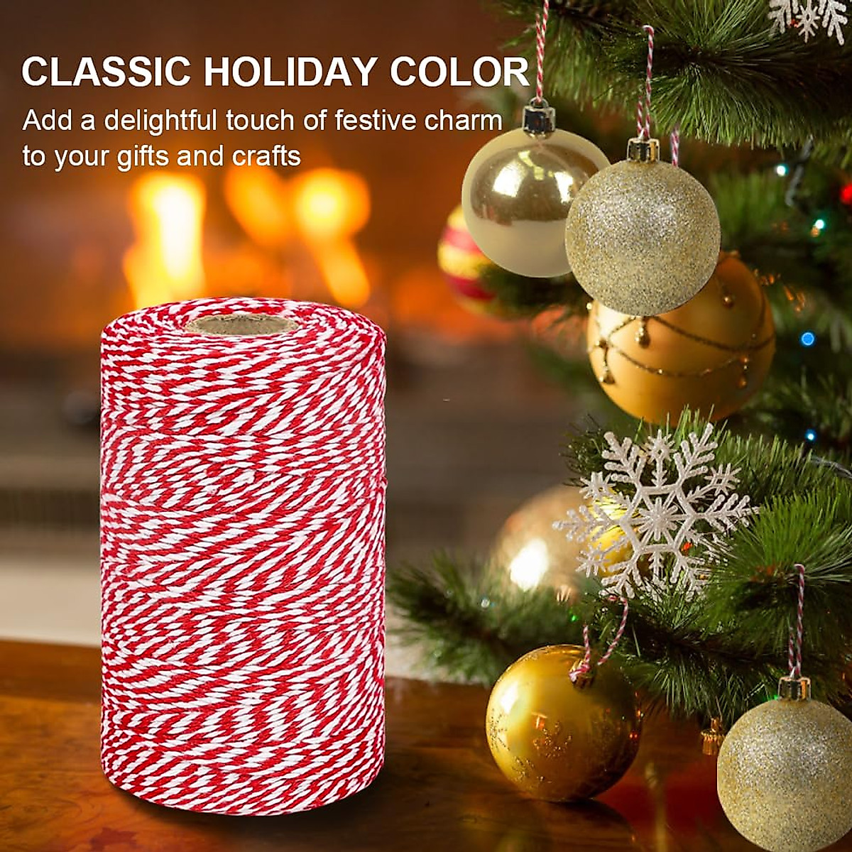 Tenn Well Red and White Twine, 656 Feet 200m Cotton Bakers Twine Perfect for Baking, Butchers, Crafts and Christmas Gift Wrapping