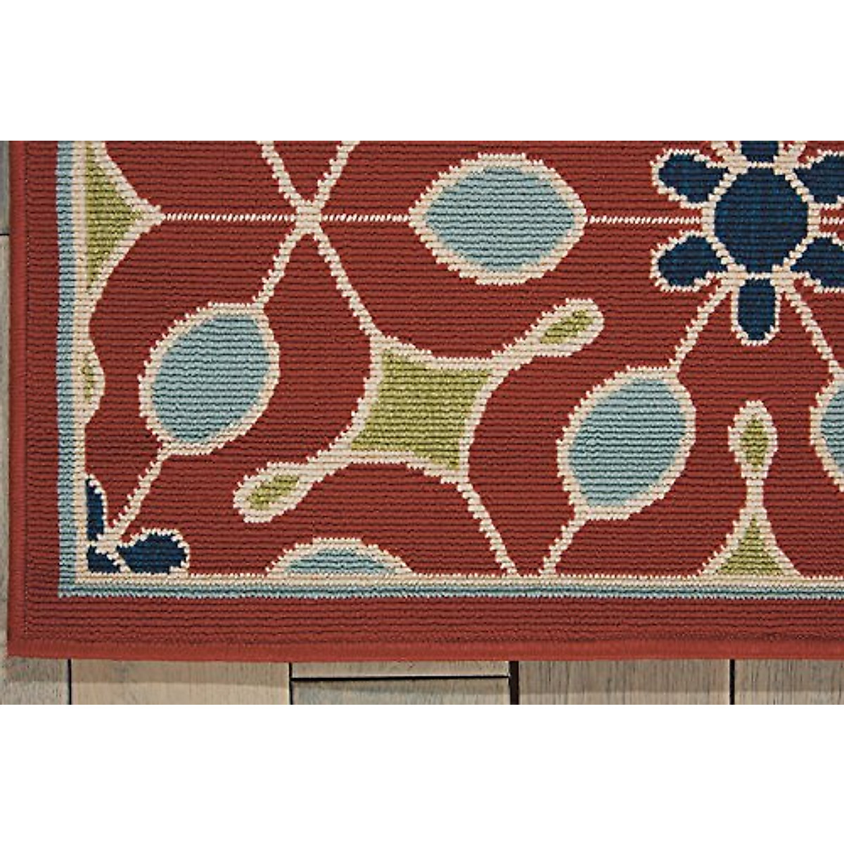 Nourison Caribbean Rust 9'3" x 12'9" Area-Rug, Retro, Floral, Bed Room, Living Room, Dining Room, Kitchen, Easy-Cleaning, Non Shedding, (9' x 13')